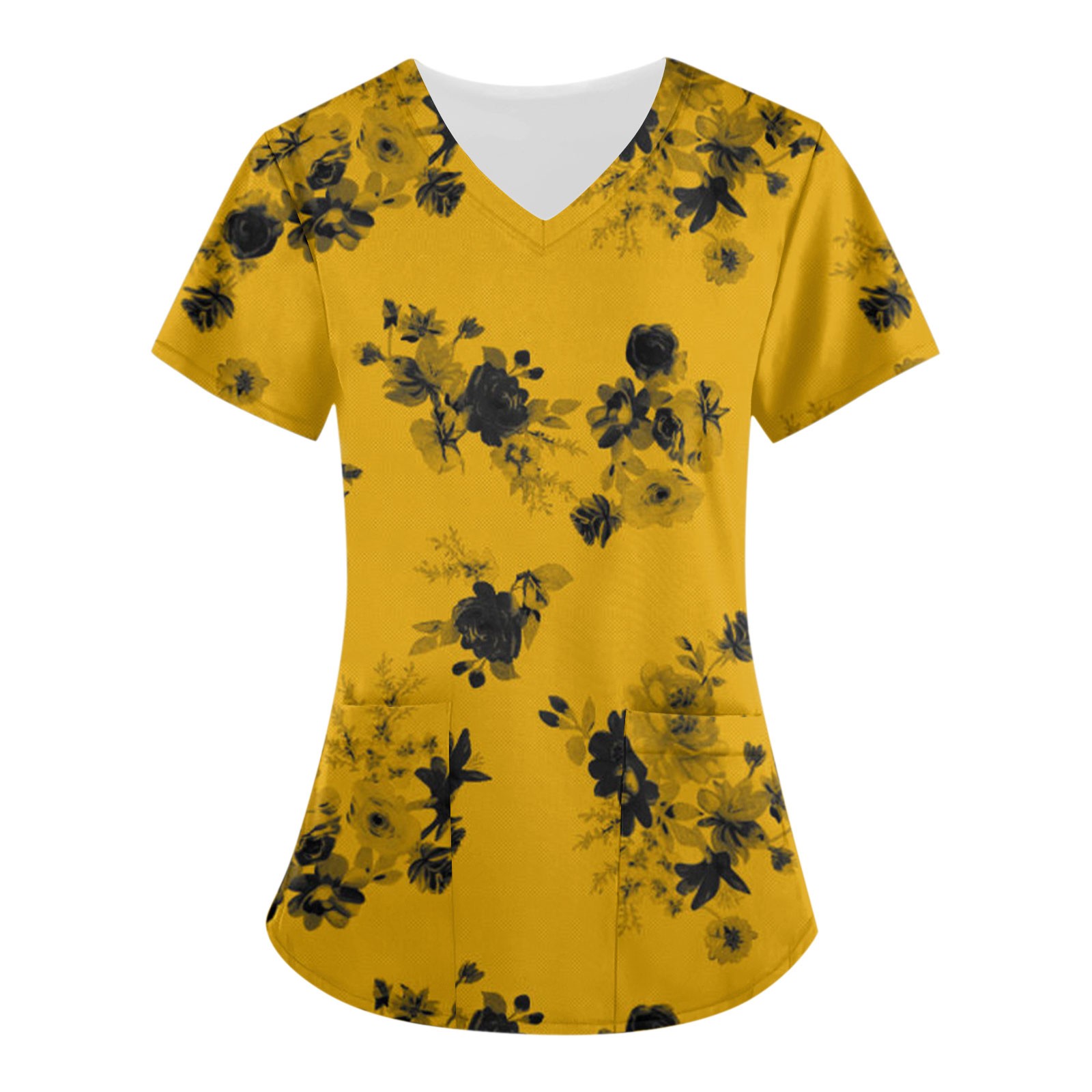 Bdporkas Scrubs Tops For Women Stretchy Classic Print Tops Nursing Plus Size Scrubs Working